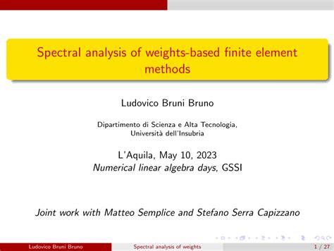 PDF Spectral Analysis Of Weights Based Finite Element Methods