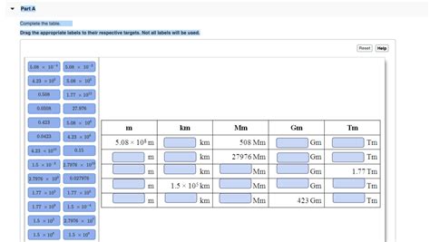 solved part a complete the table drag the appropriate