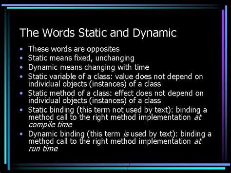 Lecture Polymorphism And Dynamic Binding Polymorphism Static