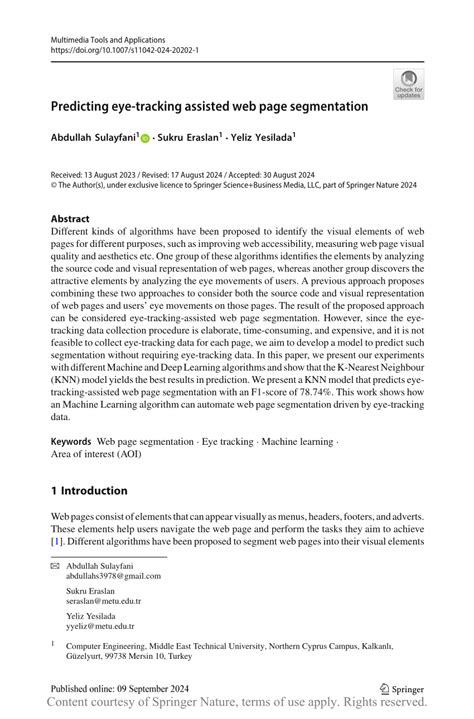 Predicting Eye Tracking Assisted Web Page Segmentation Request Pdf