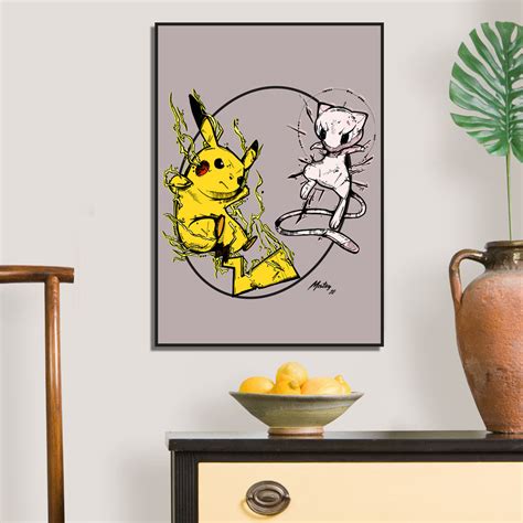 Pikachu And Mew Print Mistry Created