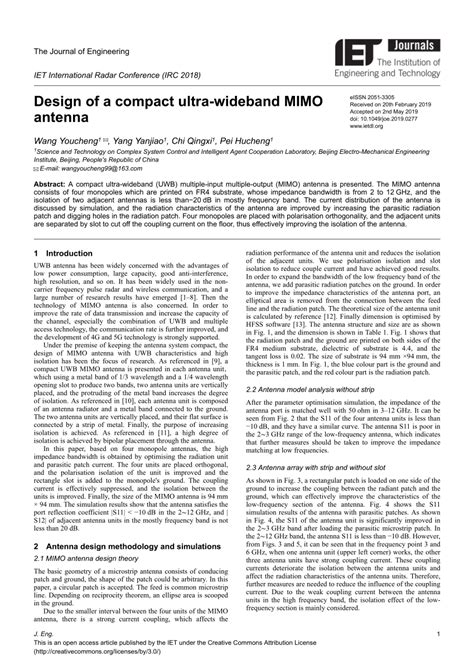 Pdf Design Of A Compact Ultra Wideband Mimo Antenna