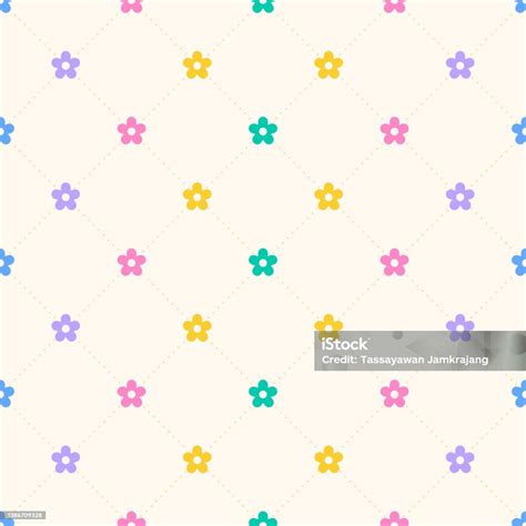 환경 에코 파스텔 레인보우 퍼플 블루 그린 그린 옐로우 핑크 꽃 초원 필드 잔디 대각선 대시 라인 원활한 패턴 만화 일러스트