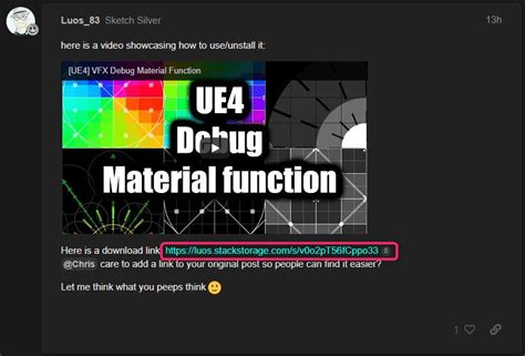 Ue4 Vfx Debug Material Function ビジュアルのデバッグに最適なue4用マテリアル関数が無償公開！
