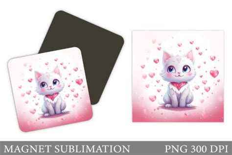 Cute Cat Magnet Valentines Magnet Graphic By Shishkovaiv · Creative