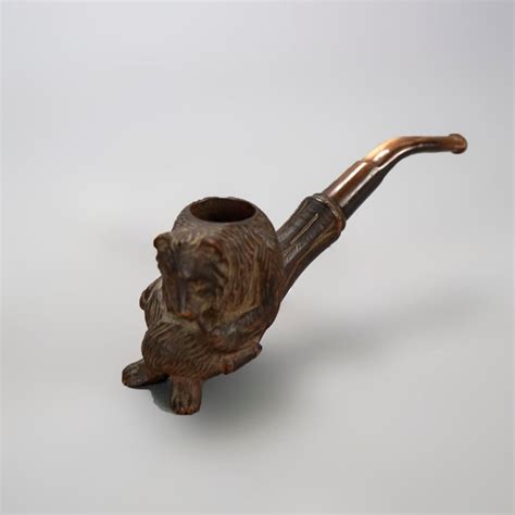 Antique Carved German Black Forest Figural Bear Tobacco Pipe Circa