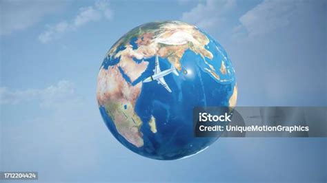 비행기는 전 세계를 날아다닙니다 비행기로 여행 및 비행기 운송 개념입니다 비행기에 대한 스톡 사진 및 기타 이미지 비행기 세계지도 지구본 Istock
