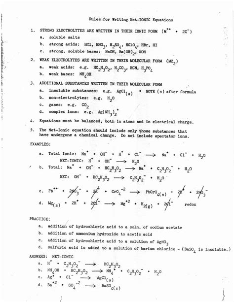 50 Net Ionic Equations Worksheet
