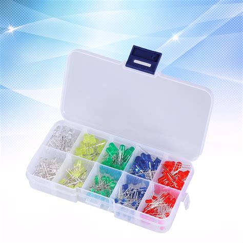 Pbpbox 250pcs Light Emitting Diode Assorted Color Round Tempered Glass