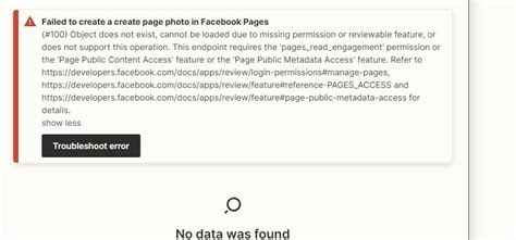 Failed To Create A Create Page Photo In Facebook Pages 100 Object Does Not Exist Cannot Be