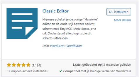 classic editor installeren