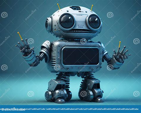 3d Rendering Smiling Robot With Mock Up Text Ai Generative Stock
