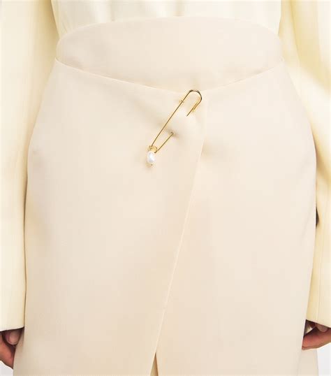 Carven Beige Virgin Wool Safety Pin Midi Skirt Harrods Uk