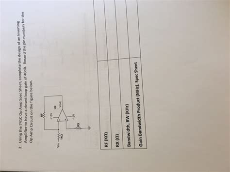 solved using the 741c op amp spec sheet complete the design