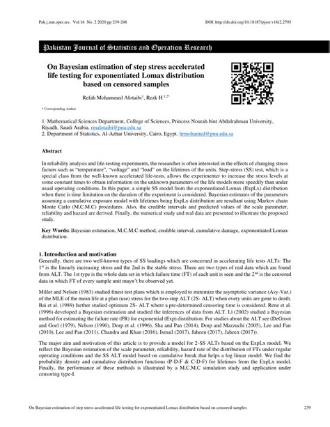 Pdf On Bayesian Estimation Of Step Stress Accelerated Life Testing For Exponentiated Lomax