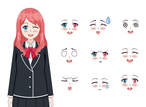 Anime Girl Face Vector Art Icons And Graphics For Free Download