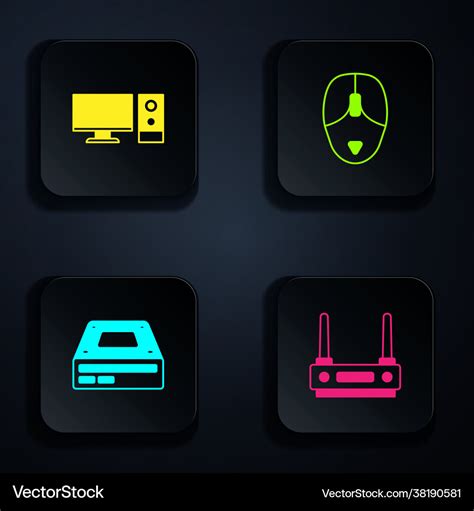 Set Router And Wi Fi Signal Computer Monitor Vector Image