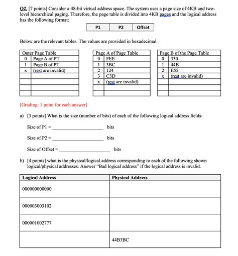 Solved Q2 7 Points Consider A 48 Bit Virtual Address