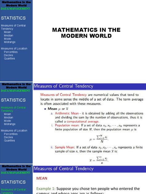 Exploring Measures Of Central Tendency And Location Through Examples Of Statistical Concepts