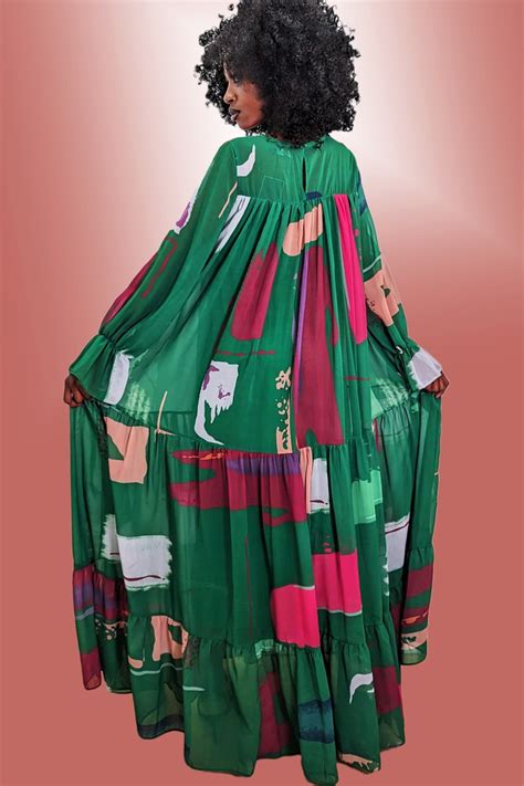 Multi Long Sleeve Tiered Chiffon Dress For 14999 The Dress Outlet