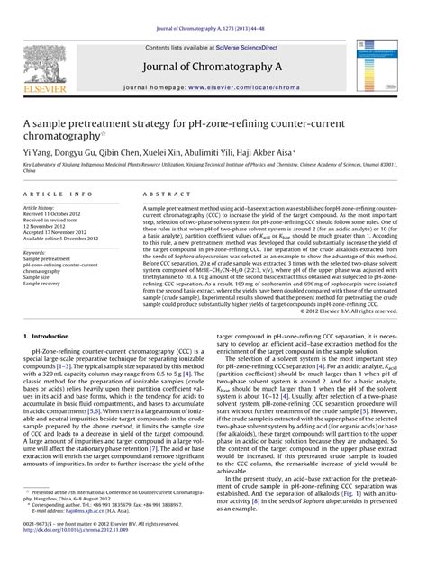 Pdf A Sample Pretreatment Strategy For Ph Zone Refining Counter