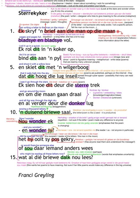 Sterrekyker Ieb Afrikaans First Additional Langauge Poetry Afrikaans First Additional Language