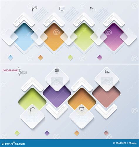 Modern Template Infographics Process With Rectangles Stock Vector
