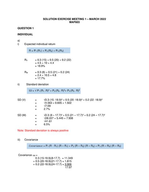 Solution Exercise Meeting 1 Maf603 Solution Exercise Meeting 1