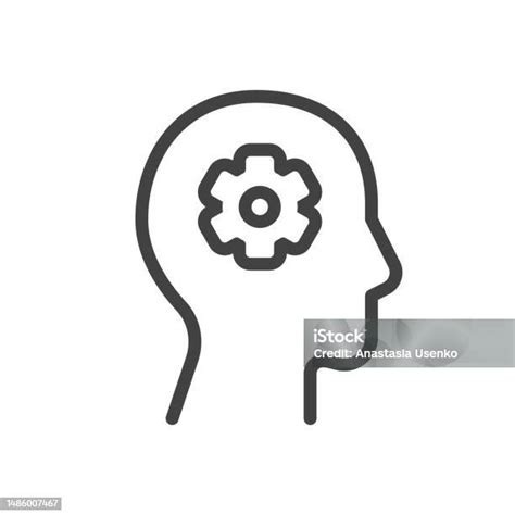 개요 스타일 Ui 아이콘 교육 및 학교 수업 컬렉션입니다 벡터 검정 선형 그림입니다 흰색 배경에 분리된 톱니바퀴 뇌 기호가 있는 머리 기술 대학을 위한 디자인 요소 머리에