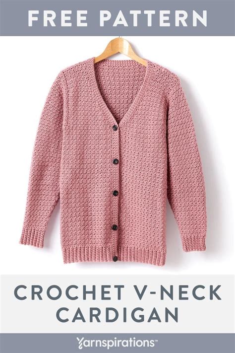 Free Easy Caron Adult Crochet V Neck Cardigan Crochet Pattern Yarnspirations Crochet