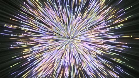 Bright Colorful Explosion Of Particles In Stream Motion Cosmic Hypnotic Explosion Of Colorful