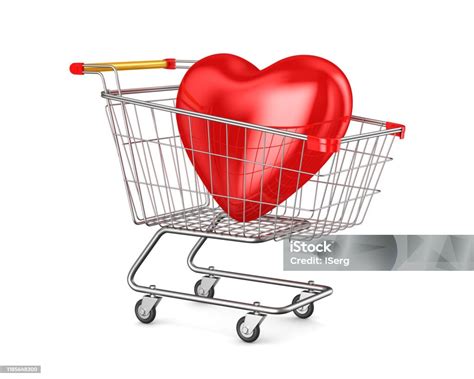 흰색 배경에 쇼핑 카트와 마음 격리된 3d 일러스트레이션 쇼핑 카트에 대한 스톡 사진 및 기타 이미지 쇼핑 카트 하트 모양 고객 Istock
