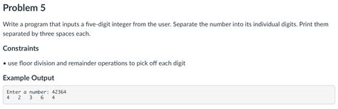 Solved Write A Program That Inputs A Five Digit Integer From