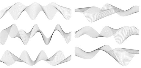 디자인 요소 많은 회색 선의 물결 격리 된 흰색 배경에 추상 물결 모양의 줄무늬 크리 에이 티브 라인 아트 벡터 일러스트 레이 션 Eps 10 혼합 도구를 사용 하 여 만든