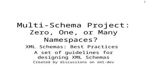 ppt 1 multi schema project zero one or many namespaces xml schemas best practices a set