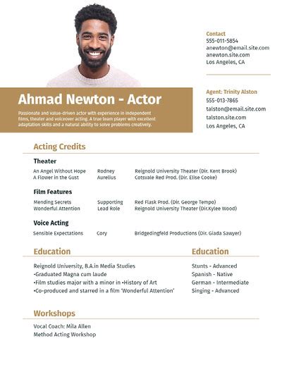 Resume For Actors Template Prntbl Concejomunicipaldechinu Gov Co