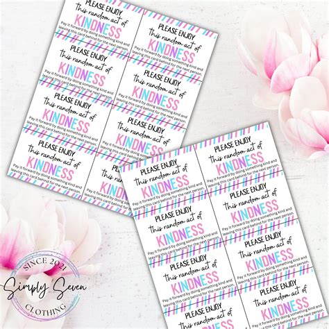 Printable Random Acts Of Kindness Cards Raok Tags Random Acts Of