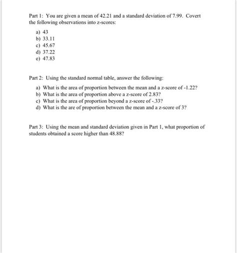 Solved Part 1 You Are Given A Mean Of 4221 And A Standard