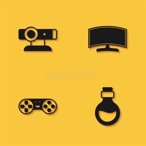 Set Web Camera Bottle With Magic Elixir Game Controller Or Joystick