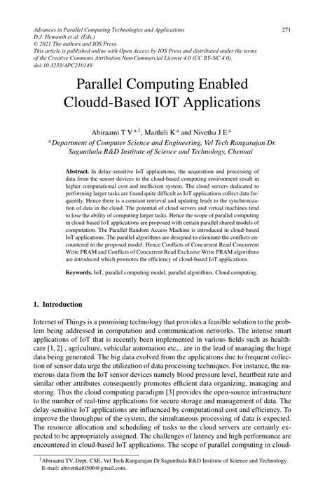 Pdf Parallel Computing Enabled Cloudd Based Iot Applications