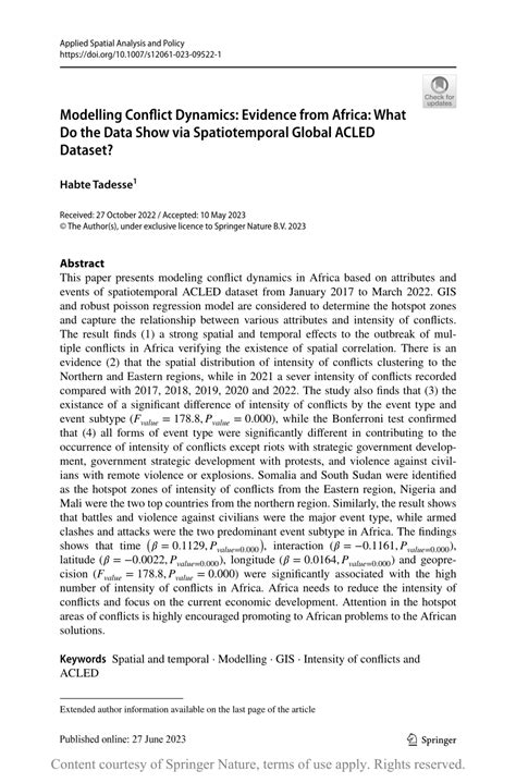 Modelling Conflict Dynamics Evidence From Africa What Do The Data