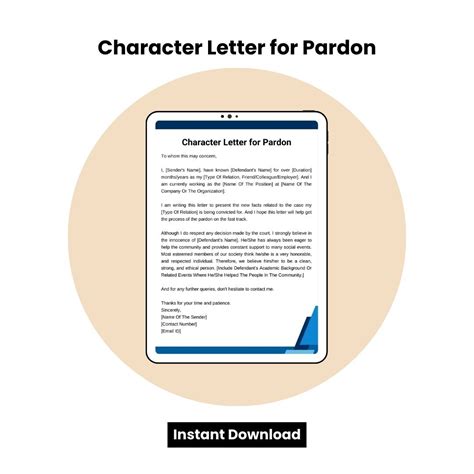 Character Letter For Pardon Sample Template In Pdf Word