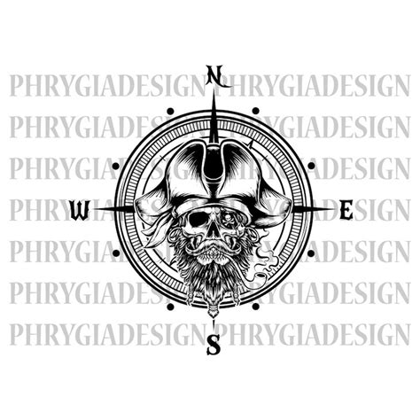 Pirate Compass Svg Png Skull Compass Svg Nautical Svg Inspire Uplift