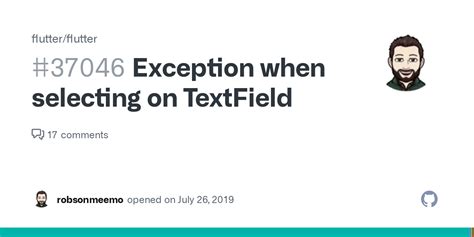 Exception When Selecting On Textfield · Issue 37046 · Flutterflutter