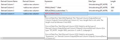 ssis derived column replacenull doubling column width stack overflow