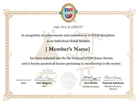National Stem™ Honor Society Custom Induction Certificate