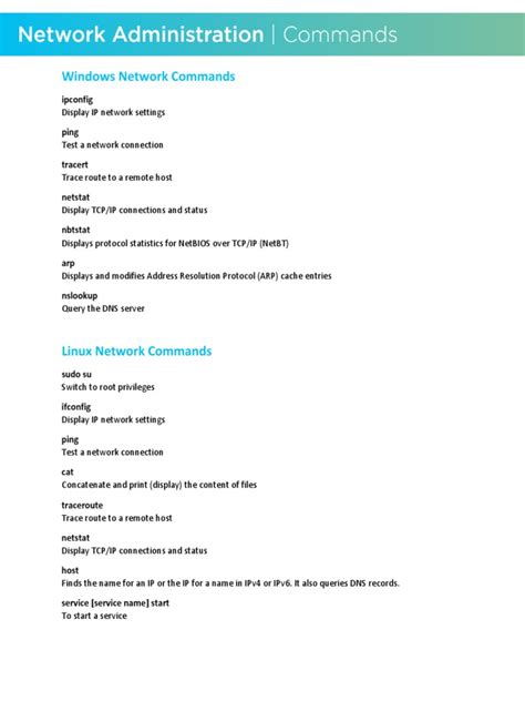 Network And Server Commands Pdf Ip Address Internet Architecture