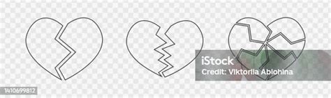 투명한 배경에 고립 된 깨진 하트 아이콘 비탄 이혼 이별 심장 질환 경색의 상징 벡터 윤곽선 그림 간통에 대한 스톡 벡터 아트 및 기타 이미지 Istock