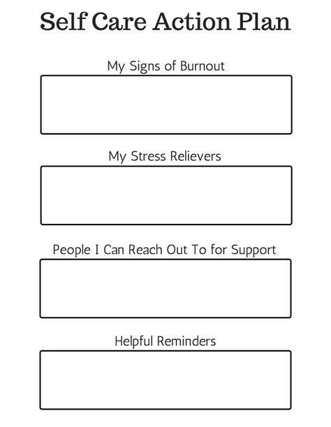 Self Care Plan Template