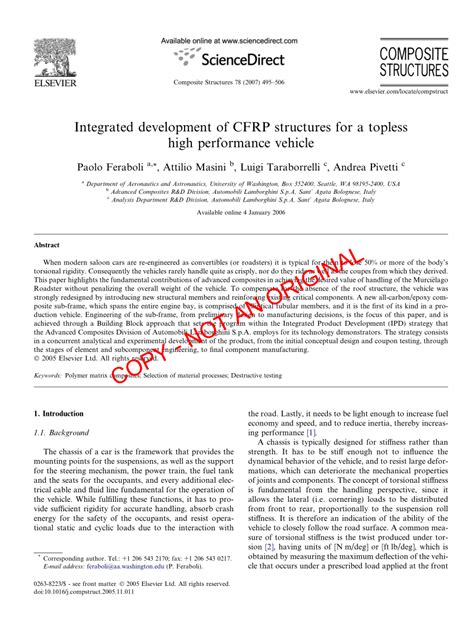 Pdf Integrated Development Of Cfrp Structures For A Topless High Performance Vehicle